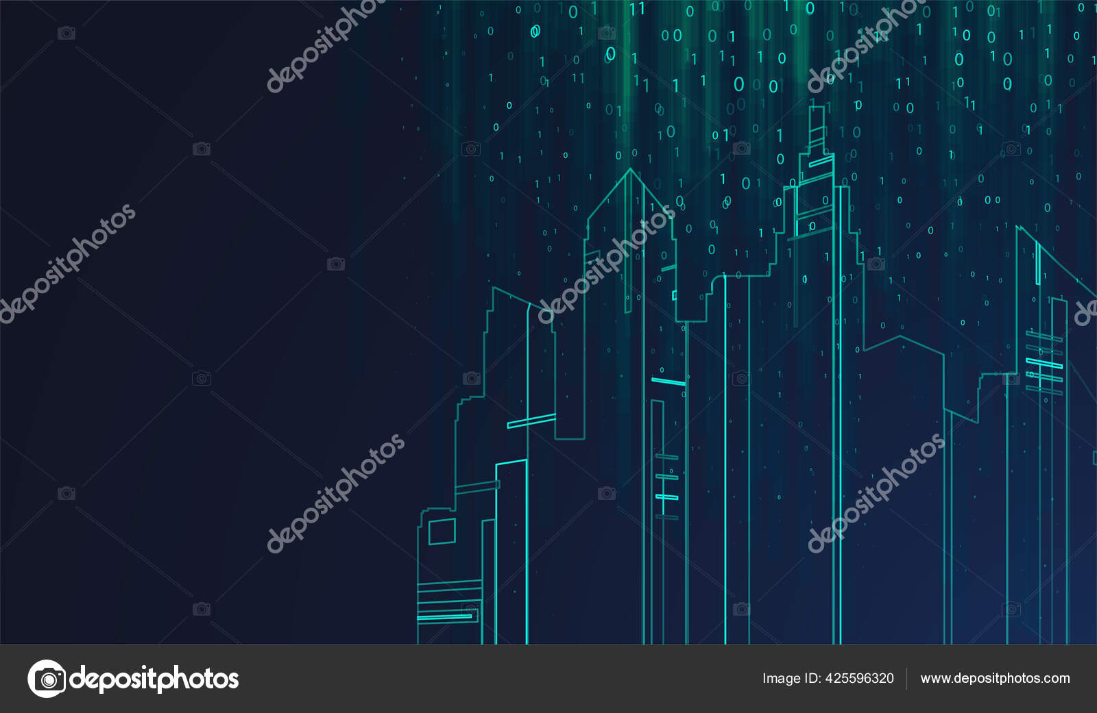 Smart Building Concept Design City Illustration Intelligent Building ...