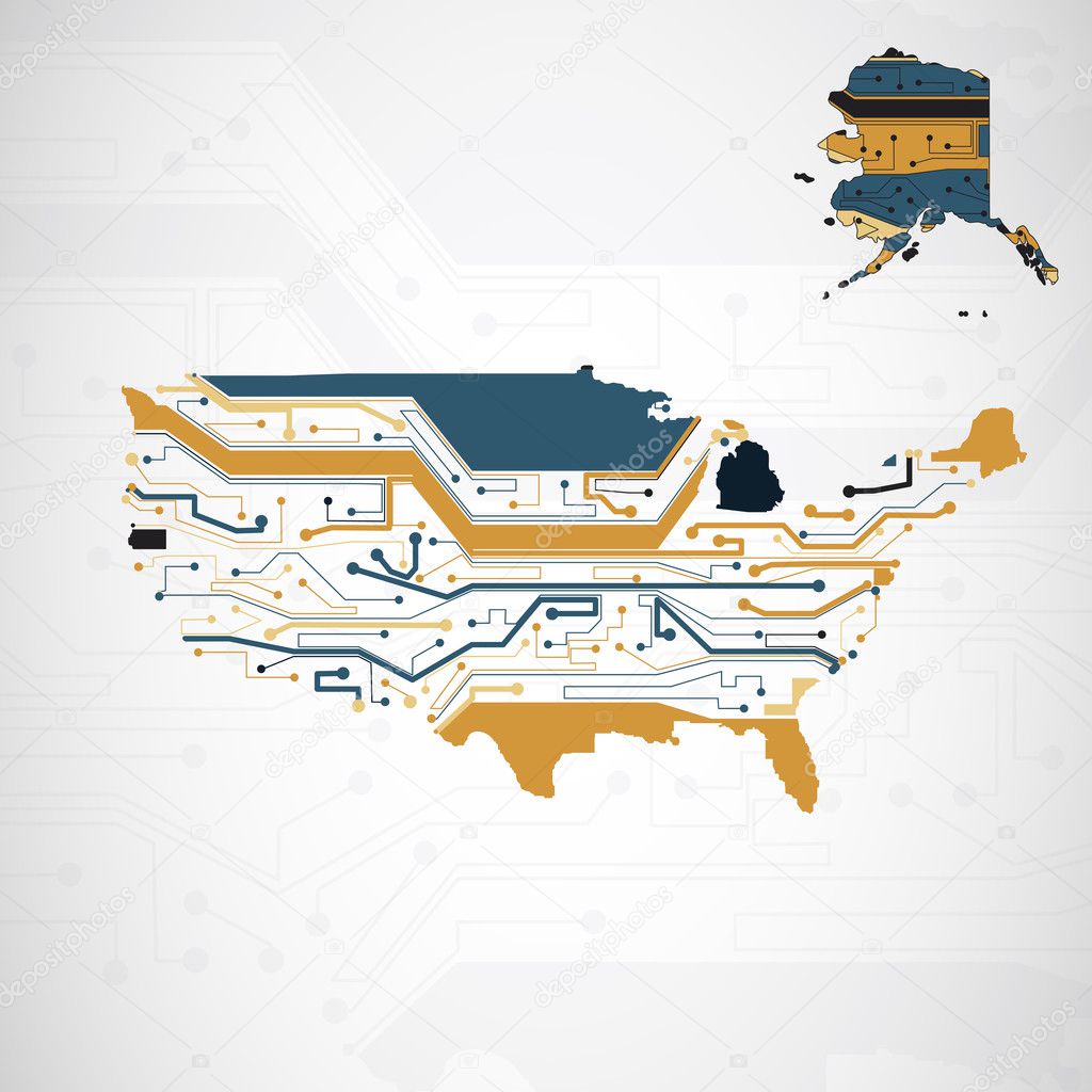 USA Map, circuit board background Stock Vector Image by ©majcot #57680213
