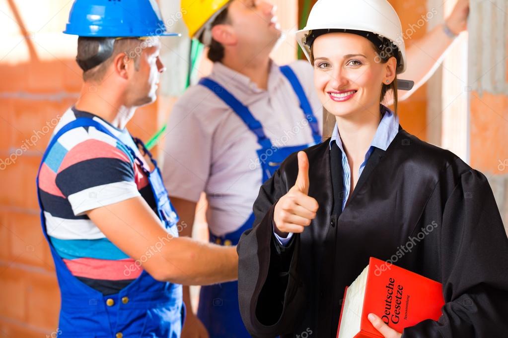 Reviewer or lawyer check building site for defect Stock Photo by ...