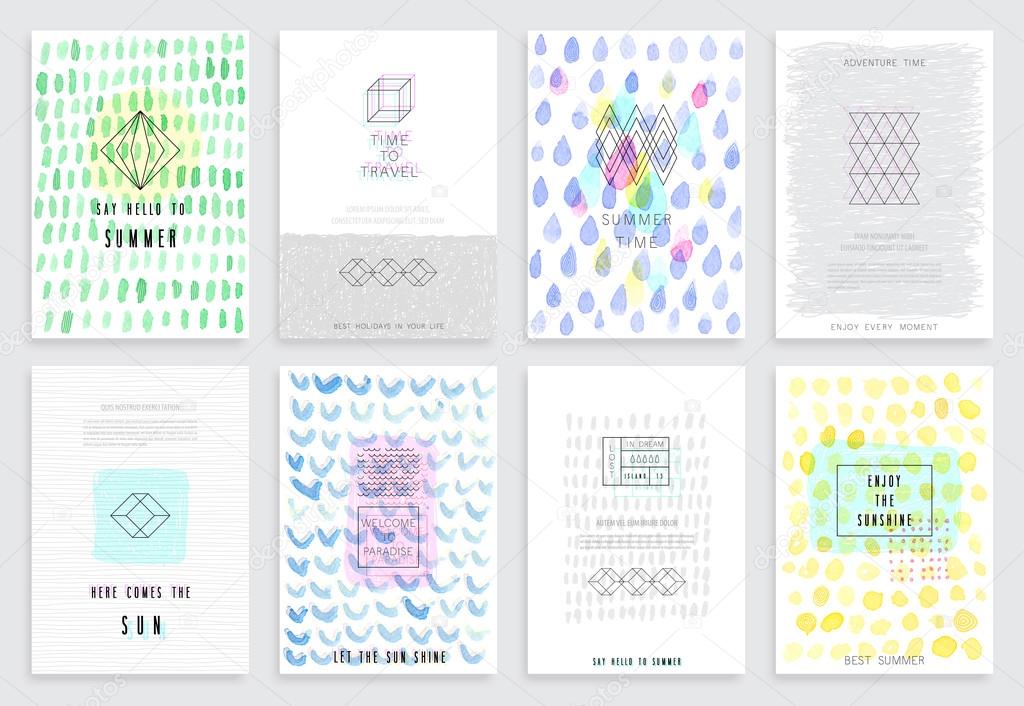 Hand drawn watercolor set of cards. Stock Vector by ©Lumen 78807646