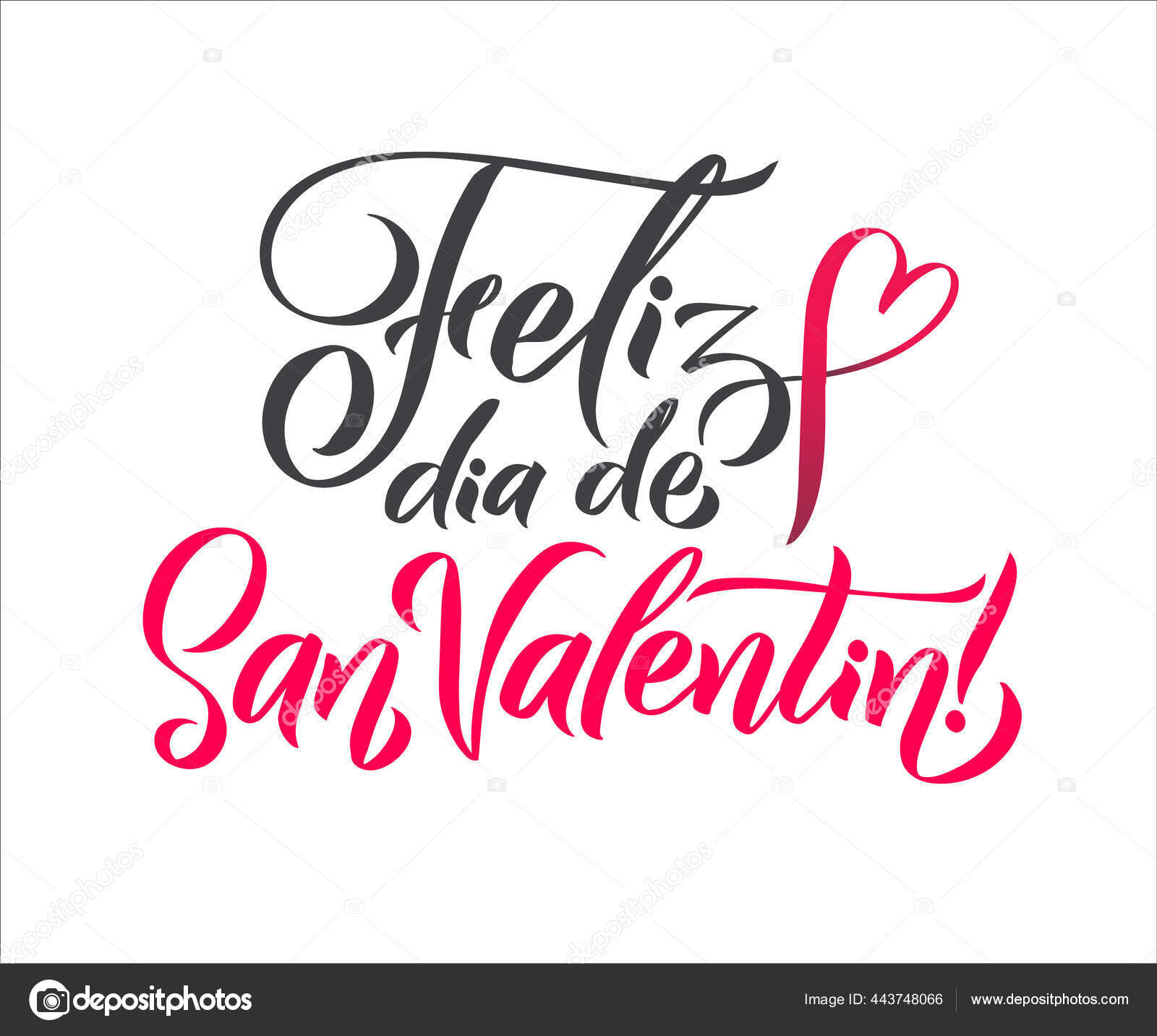 Happy Valentines Day Spanish Black And Pink Lettering Greeting Card