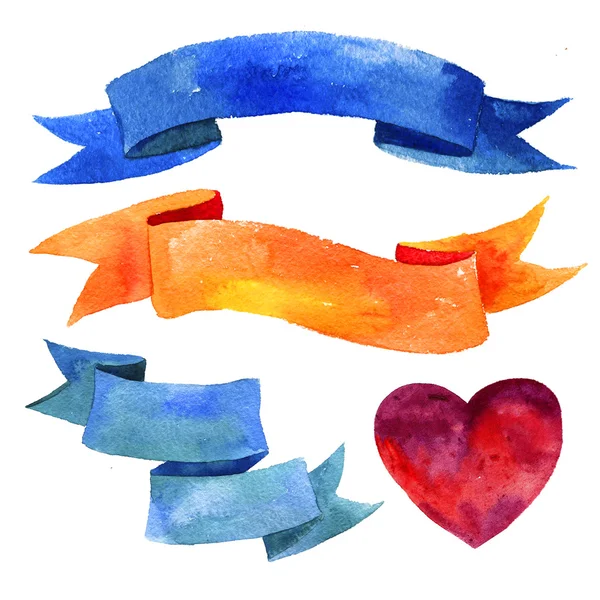 Red banners watercolor Stock Photos, Royalty Free Red banners ...