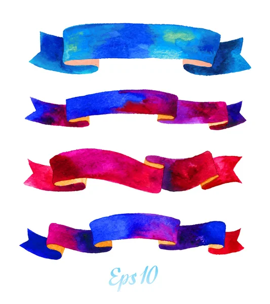 Watercolors ribbons and banners for text. Watercolor vintage ribbons ...