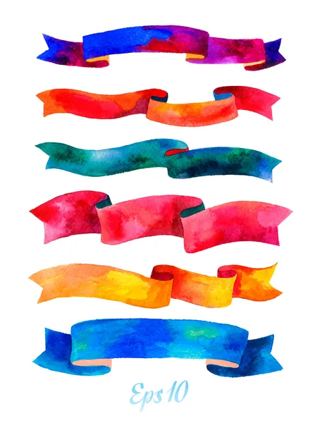 Watercolors ribbons and banners for text. Watercolor vintage ribbons ...
