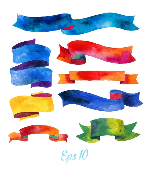 Watercolors ribbons and banners for text. Watercolor vintage ribbons ...