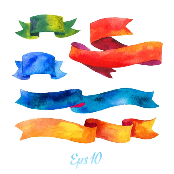 Watercolors ribbons and banners for text. Watercolor vintage ribbons ...
