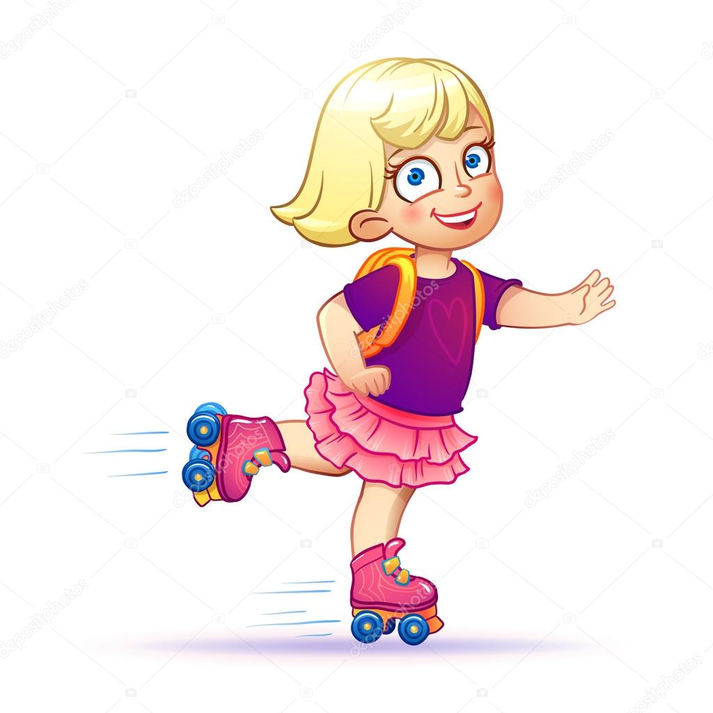 Niña monta en patines — Vector de stock © shumo4ka #73530651