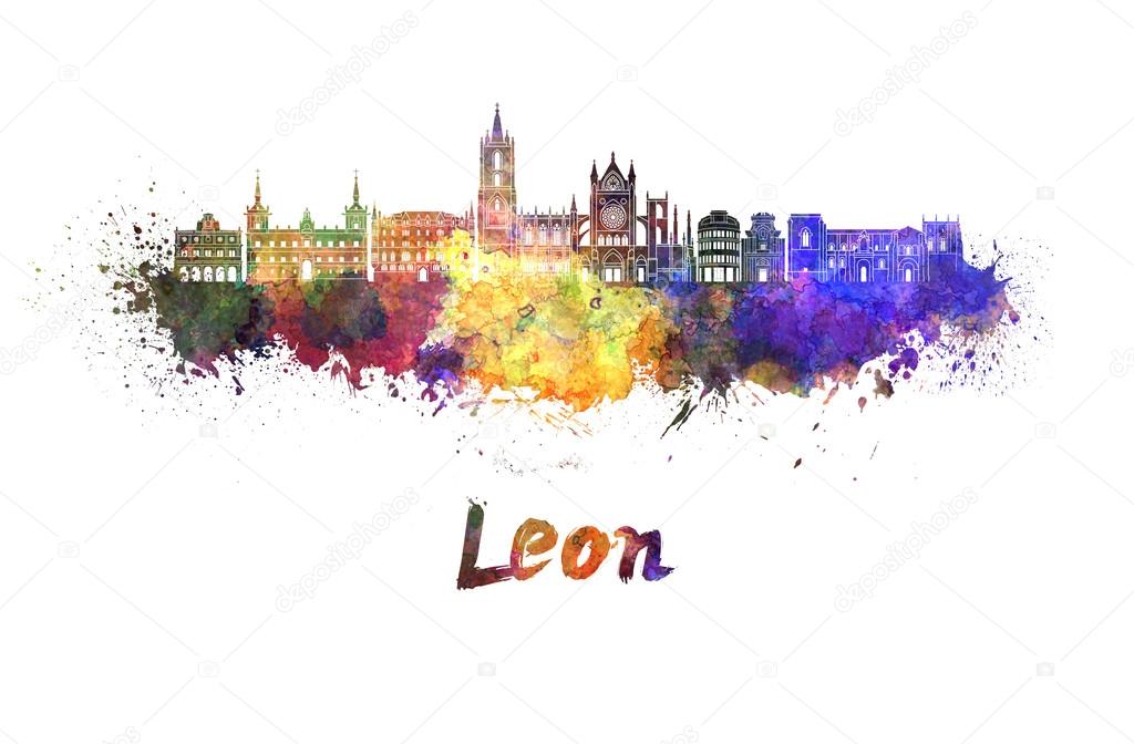 Leon skyline in watercolor Stock Photo by ©paulrommer 100300884