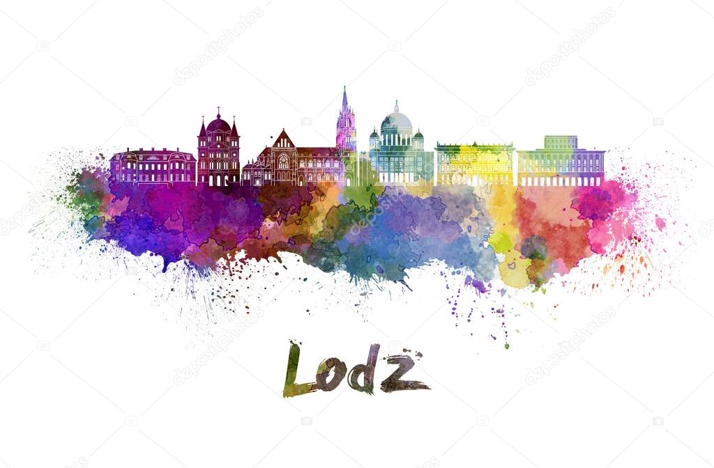 Lodz skyline in watercolor Stock Photo by ©paulrommer 102317558