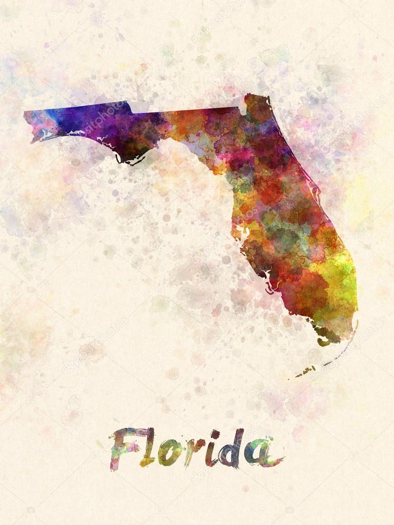 Florida US state in watercolor Stock Photo by ©paulrommer 105754014