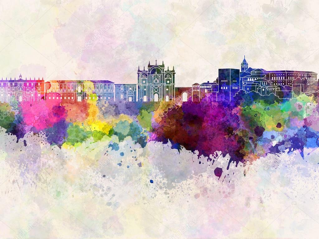 Granada skyline in watercolor background Stock Photo by ©paulrommer ...
