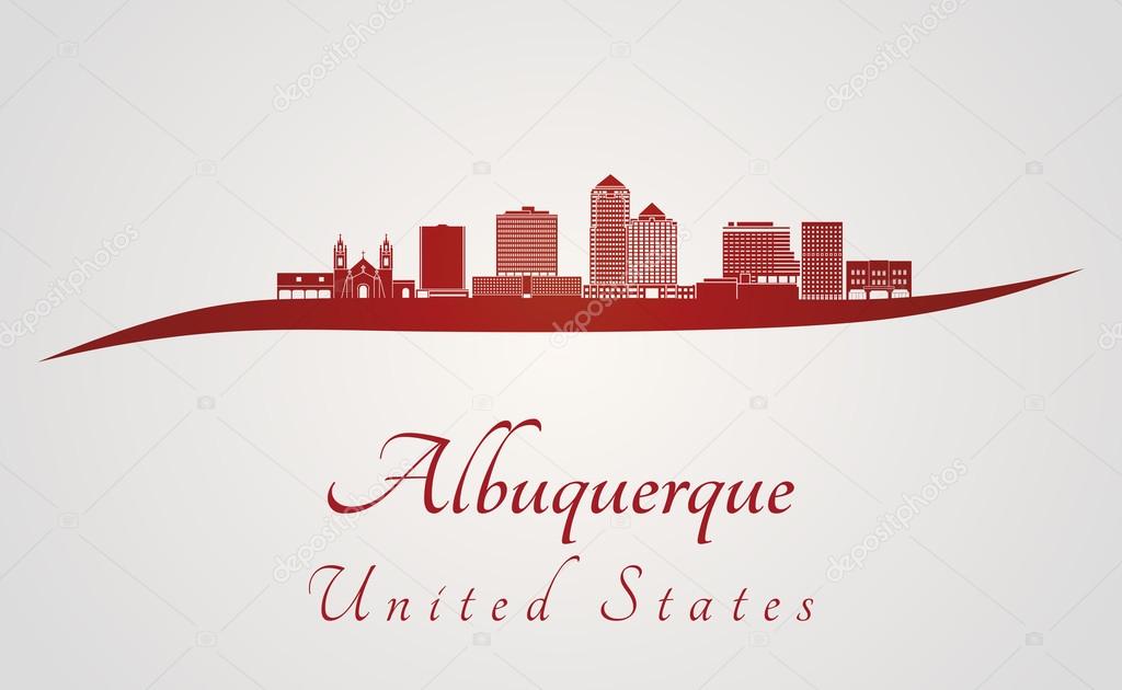 Albuquerque V2 skyline in red Stock Vector by ©paulrommer 122360660
