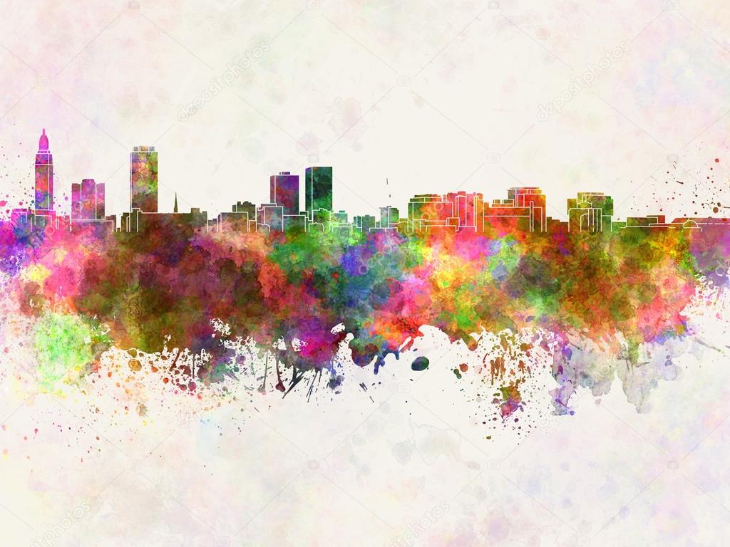 Baton Rouge skyline in watercolor background — Stock Photo © paulrommer ...