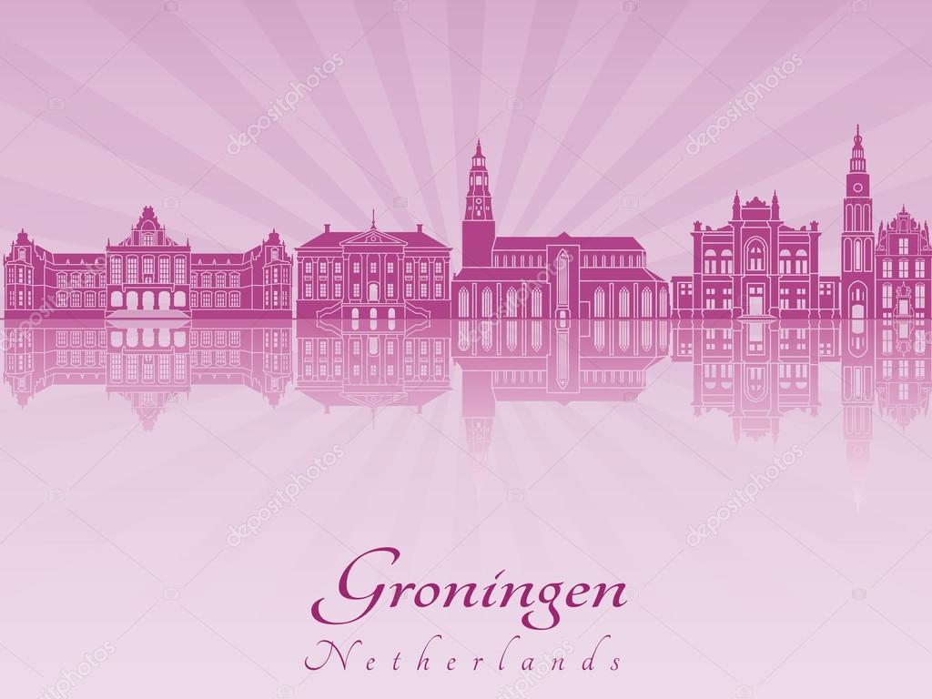 Groningen skyline in purple radiant orchid Vektor Stok oleh ©paulrommer ...