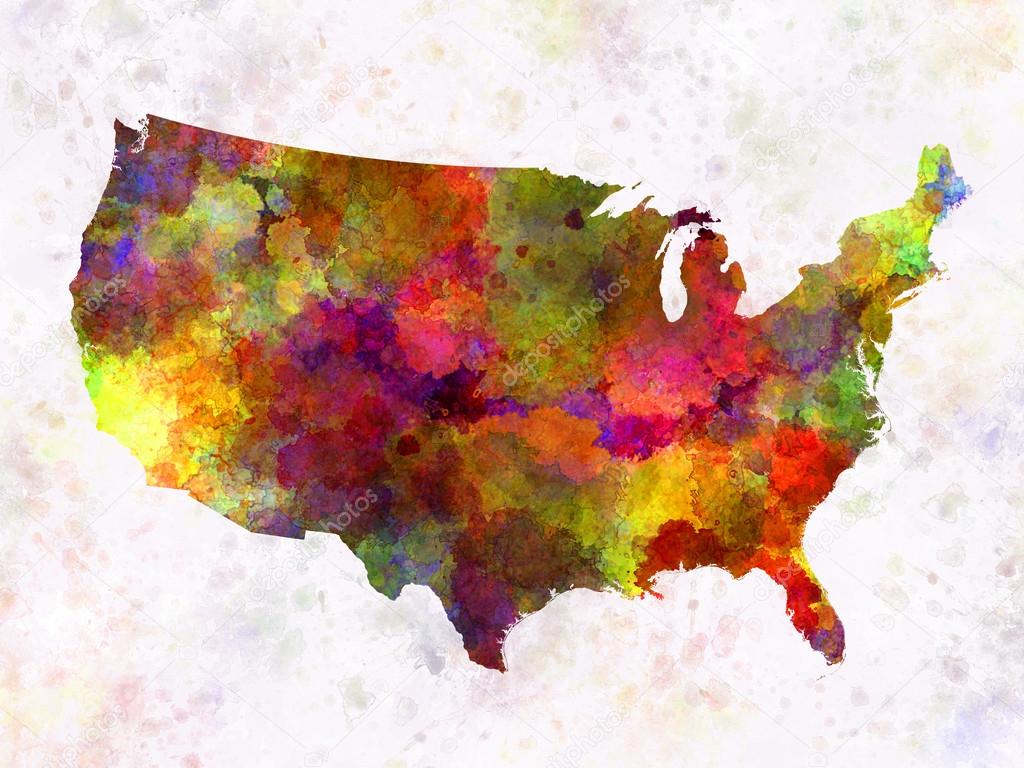 United States map in watercolor Stock Illustration by ©paulrommer #83959160