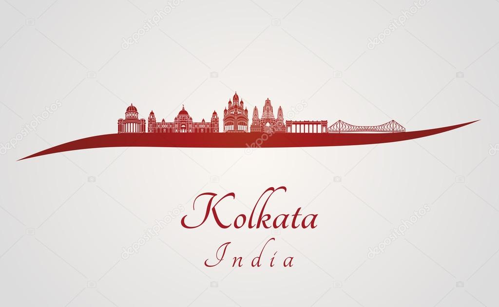 Kolkata skyline in red Stock Vector Image by ©paulrommer #87208438