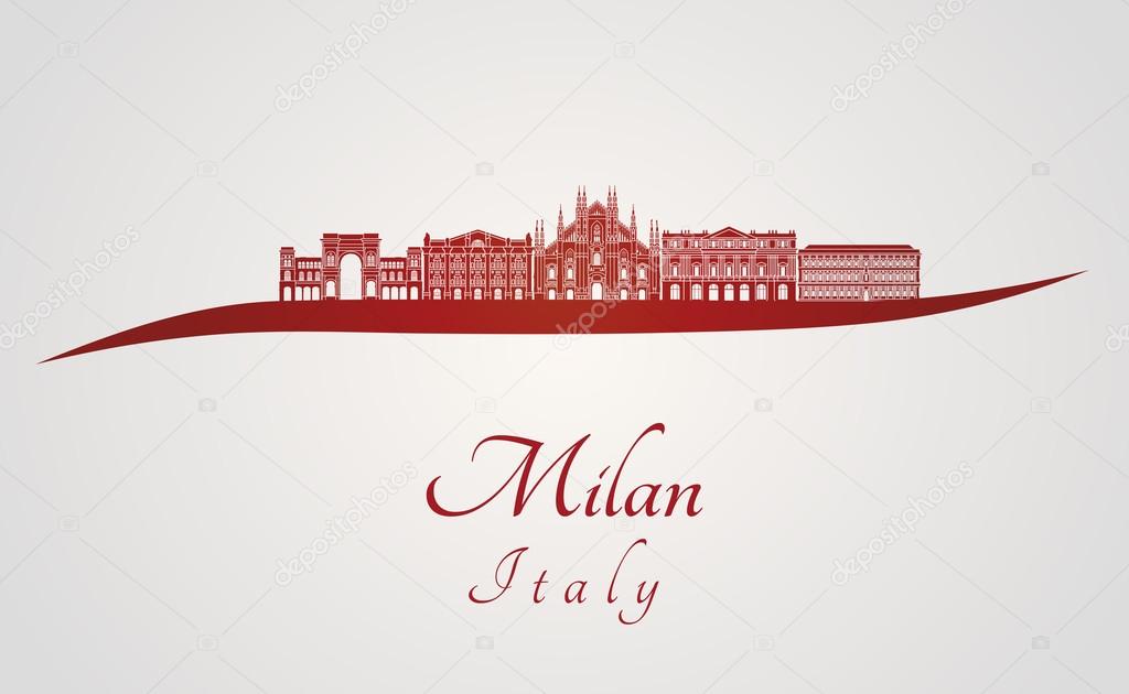 Image vectorielle Skyline Milan en rouge par ©paulrommer - 88384088