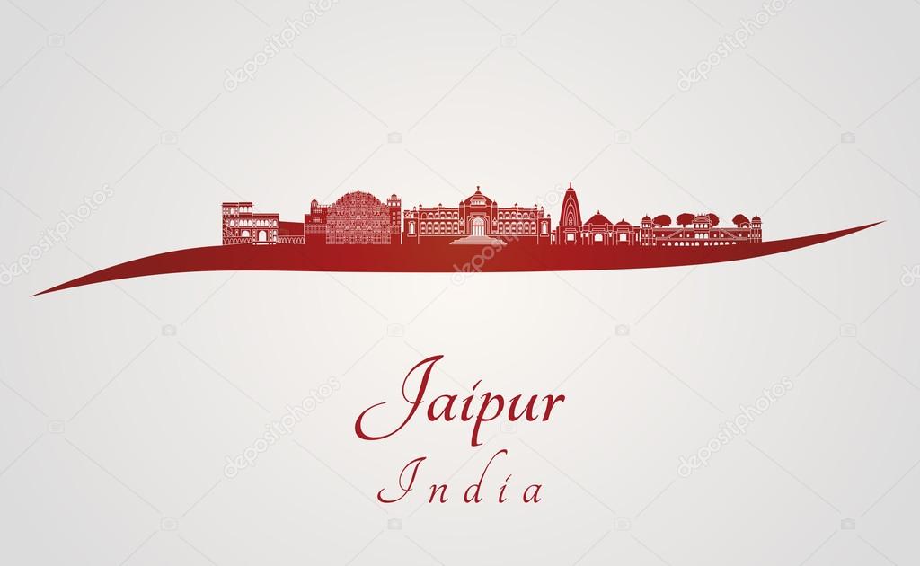 Jaipur skyline in red — Stock Vector © paulrommer #93808360