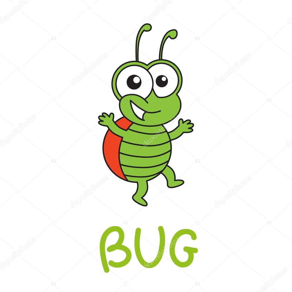 Funny cartoon character bug is smiling and waving his hands — Stock ...