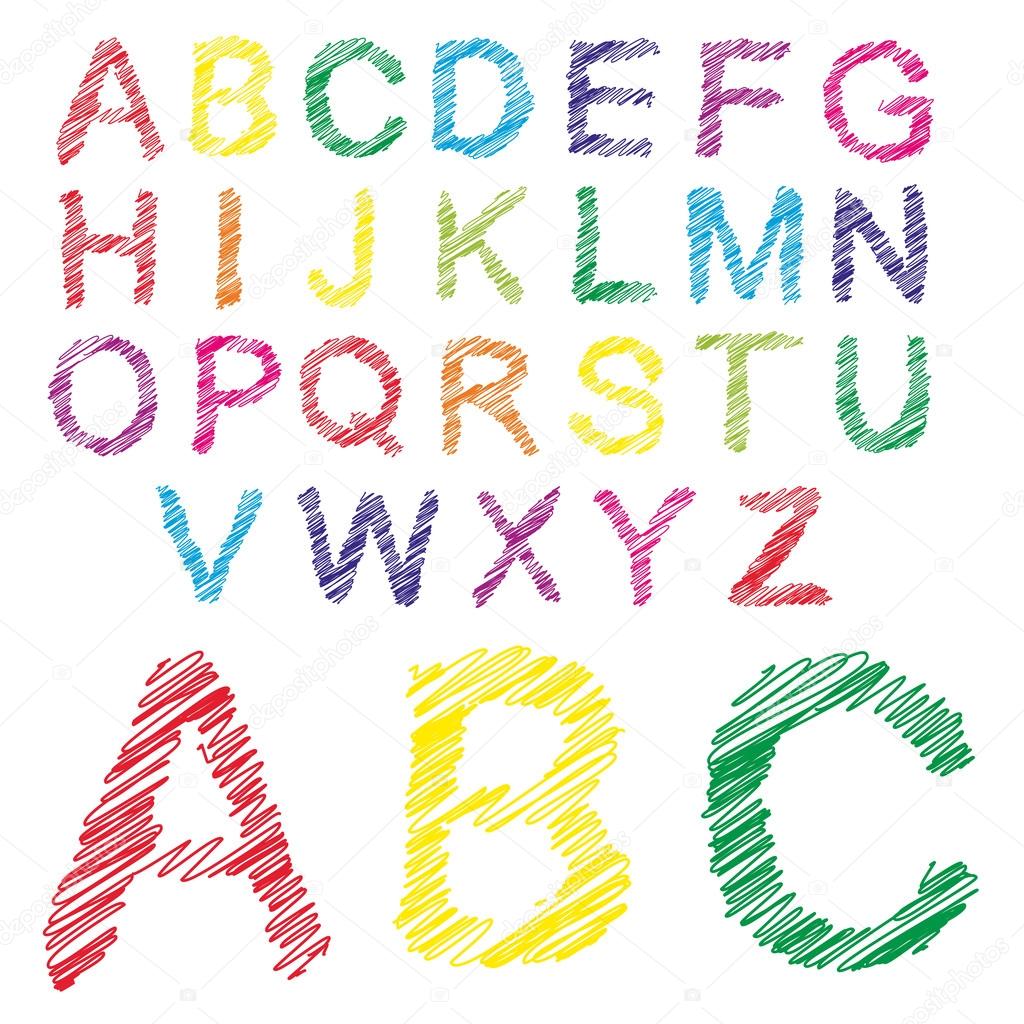 Colorful handwritten scribble font — Stock Photo © design36 #105241318
