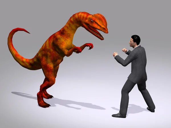 man fighting with Dinosaur - Stock Image - Everypixel