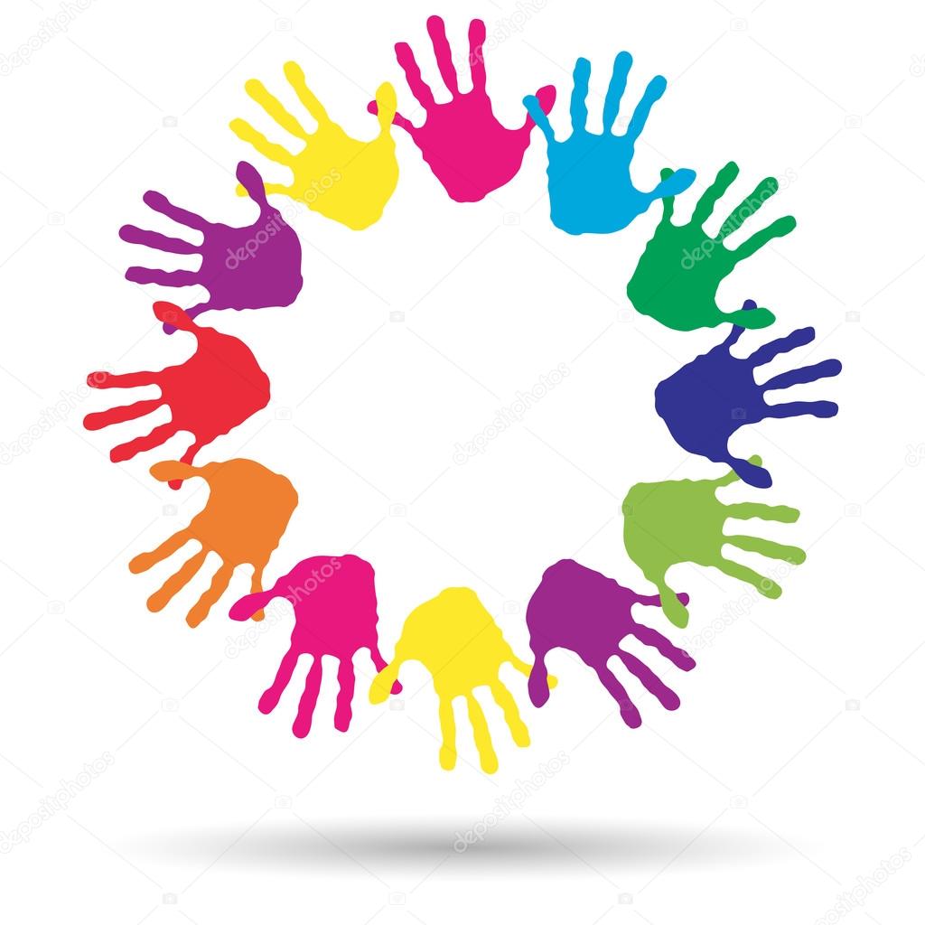 Manos humanas pintadas colores — Fotos de Stock © design36 #72608703