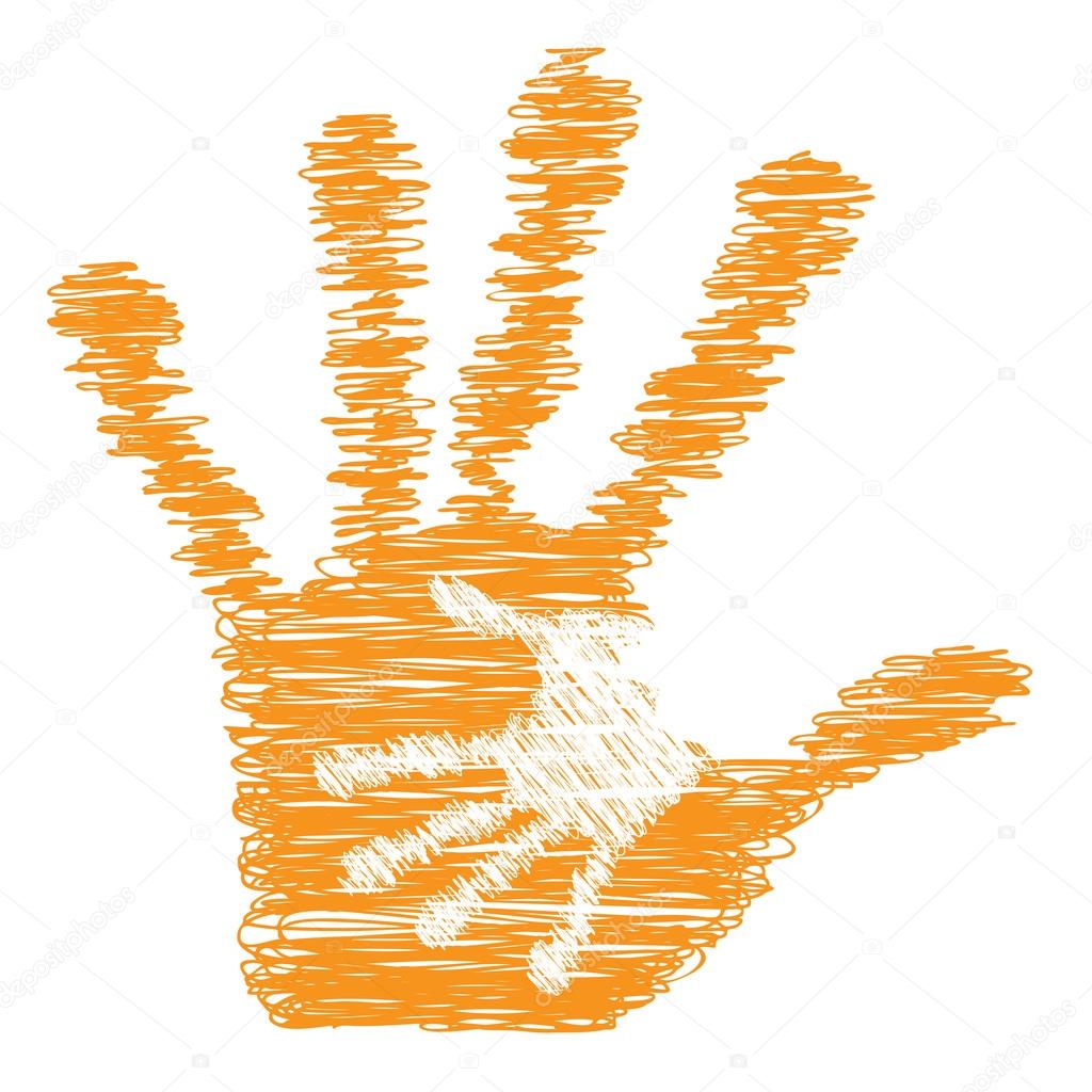 Drawing orange paint hands — Stock Photo © design36 #98585708