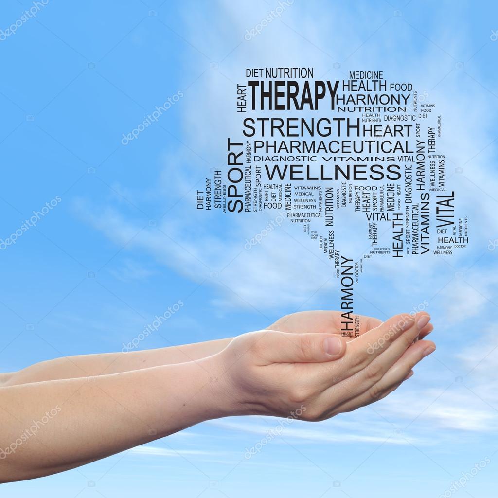 Health text word cloud in hands — Stock Photo © design36 #98864774