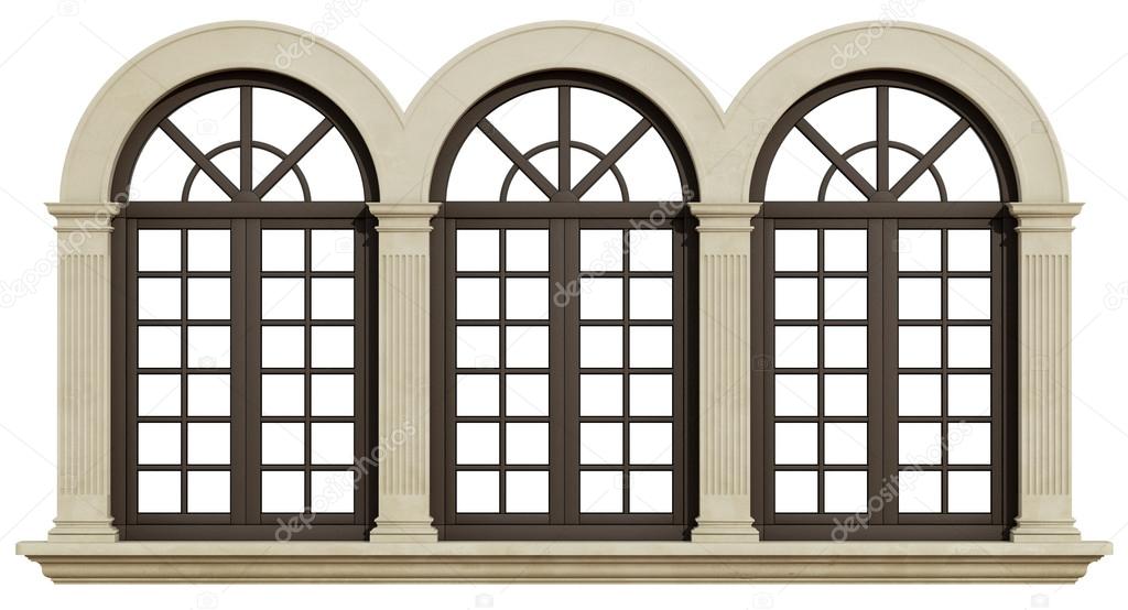 Mullioned window isolated on white — Stock Photo © archideaphoto #92586082