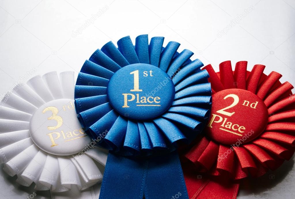 Second Place Ribbon Outline Blue