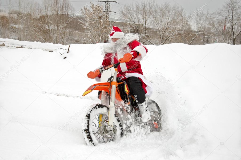Santa On A Dirt Bike