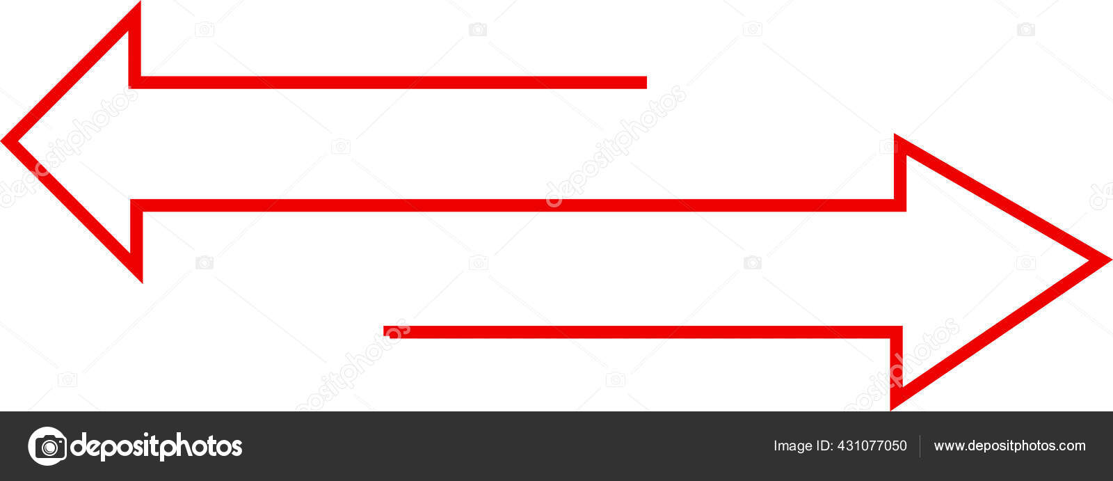 Double Arrows Red Lines Pointing Both Directions White Background ...