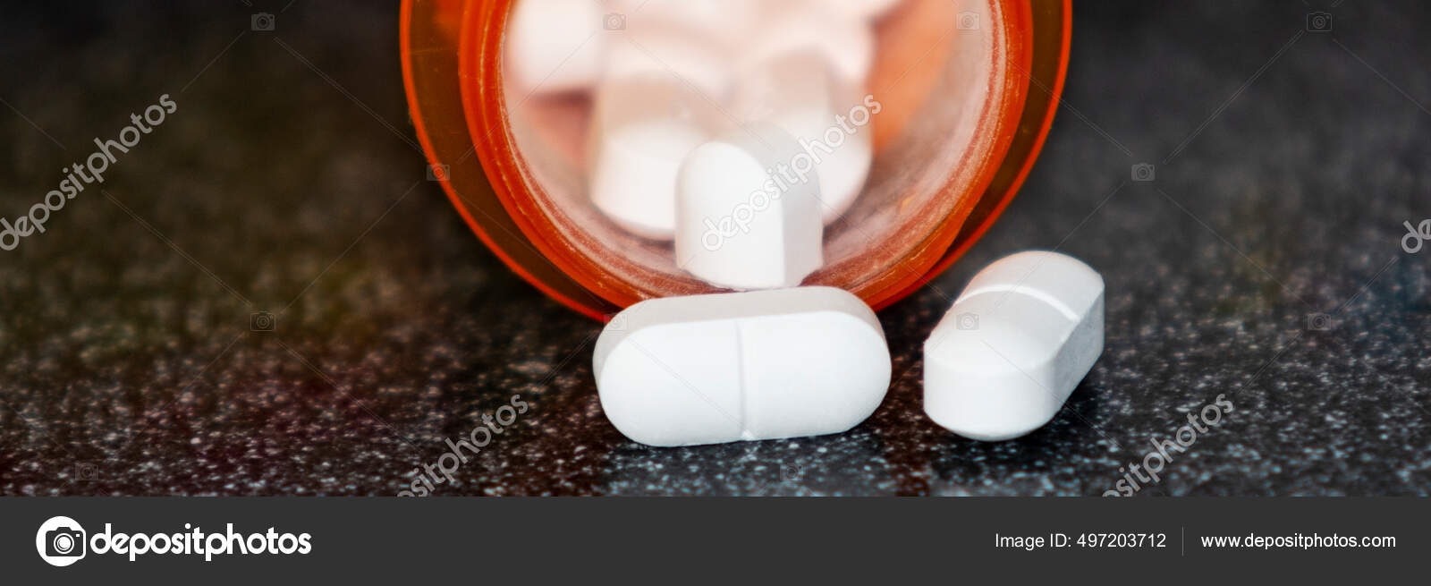 Front View One Prescription Pill Bottle Black Counter White Pills Stock ...