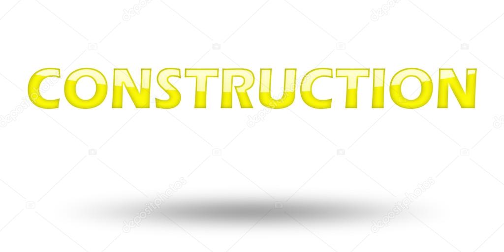 Text Construction with yellow letters and shadow. — Stock Photo ...