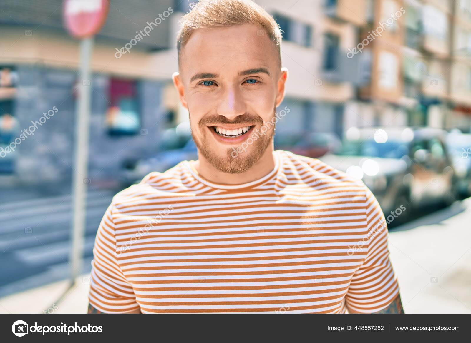 Young Irish Man Smiling Happy Walking Street City — Stock Photo ...