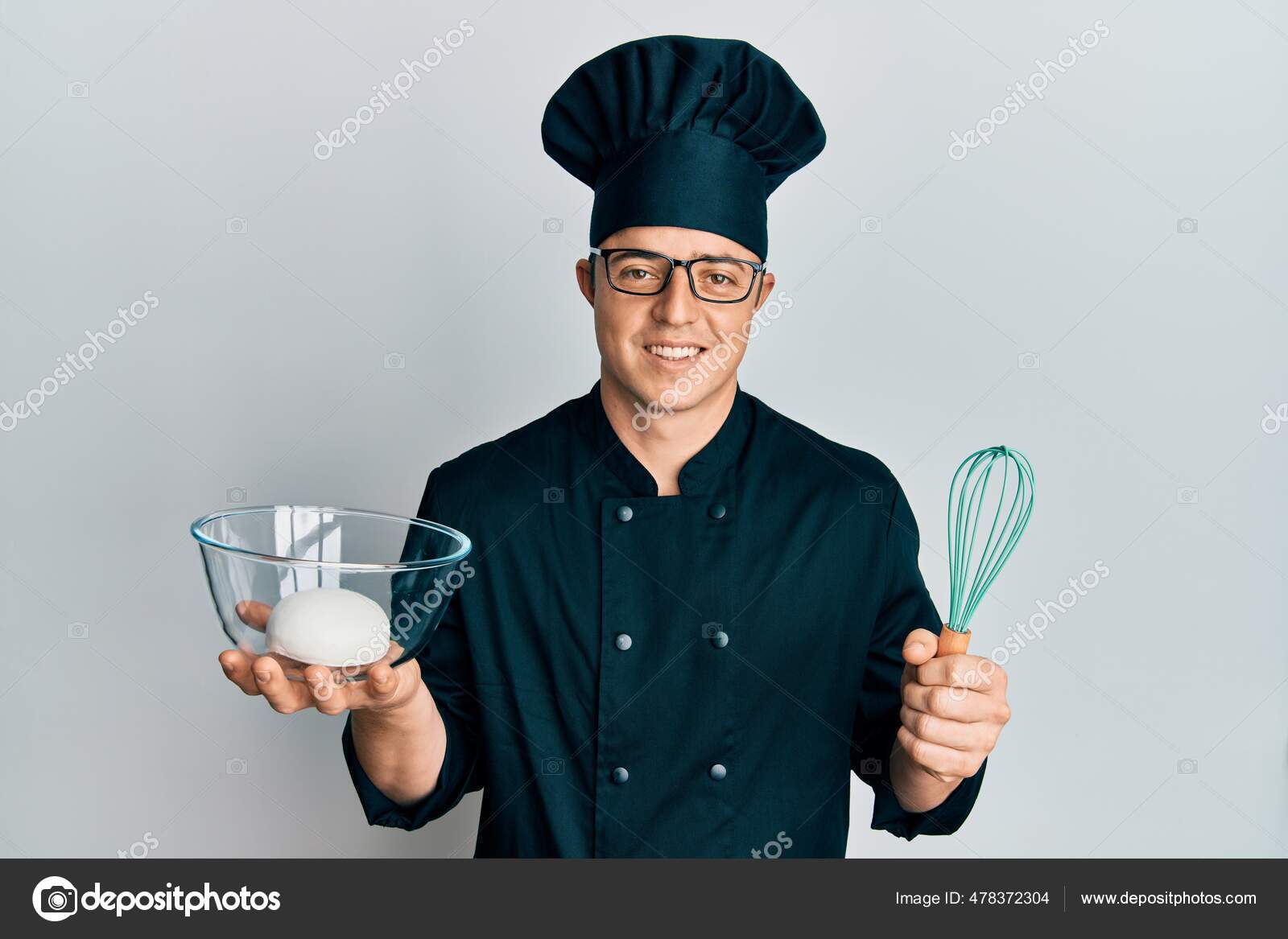 Handsome Young Man Holding Bread Dough Blender Smiling Happy Cool ...