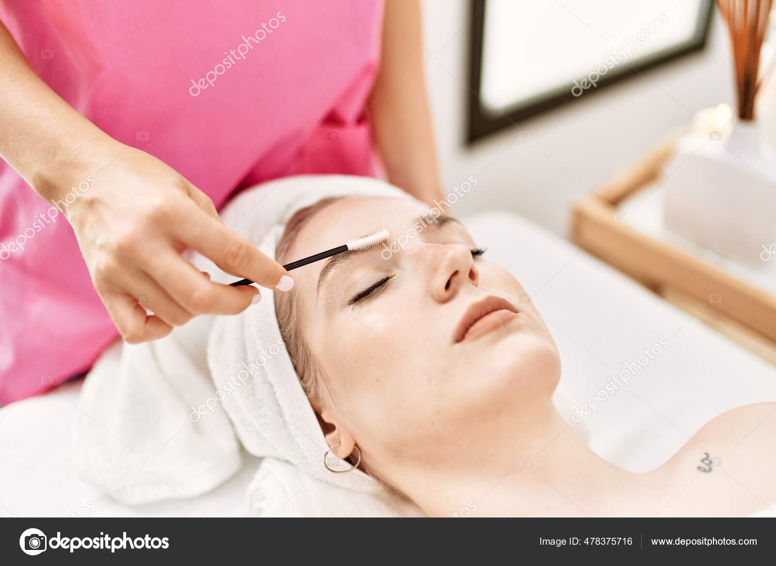 Woman Reciving Eyebrows Treatment Beauty Center Stock Photo by ... Woman Reciving Eyebrows Treatment Beauty Center Stock Photo by ...