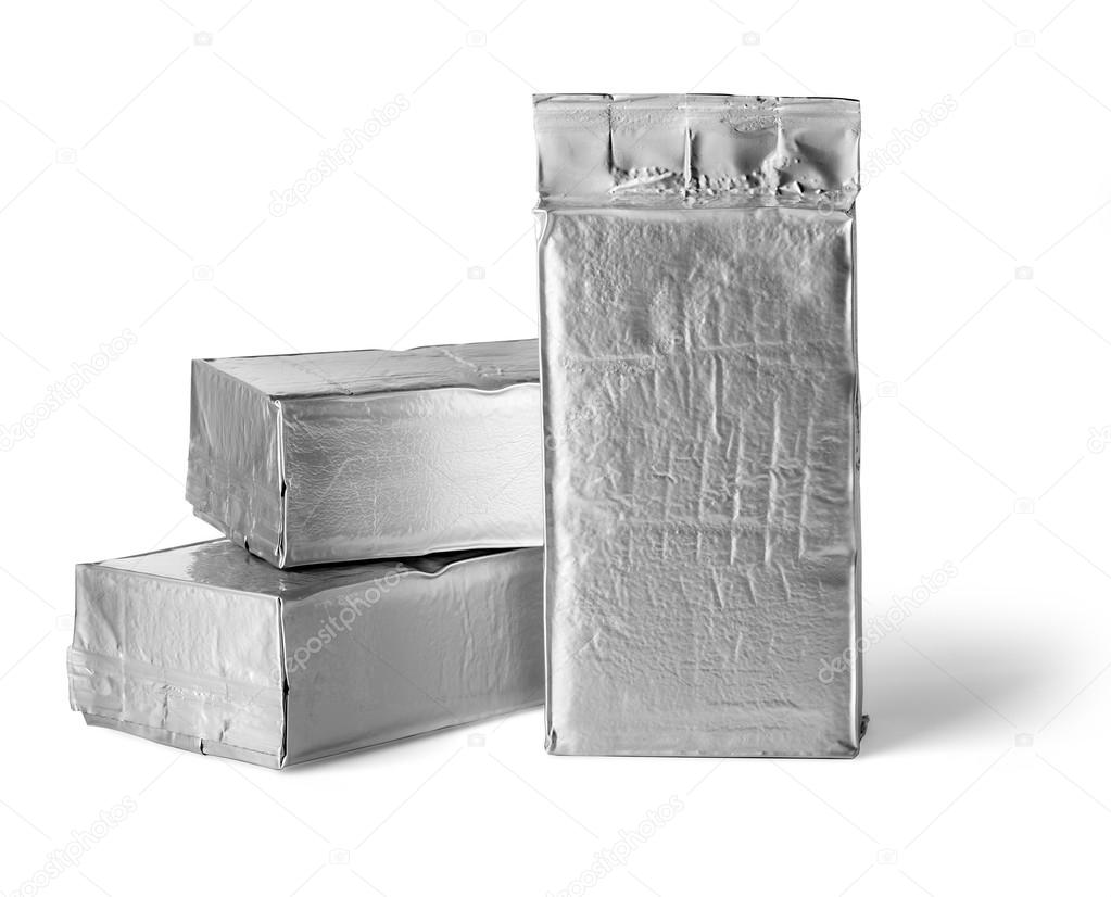 Blank silver product packaging Stock Photo by ©kornienkoalex 101023124