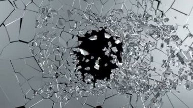 Animated Broken Glass Black Background Fragments Slowly Fly Rotate ...