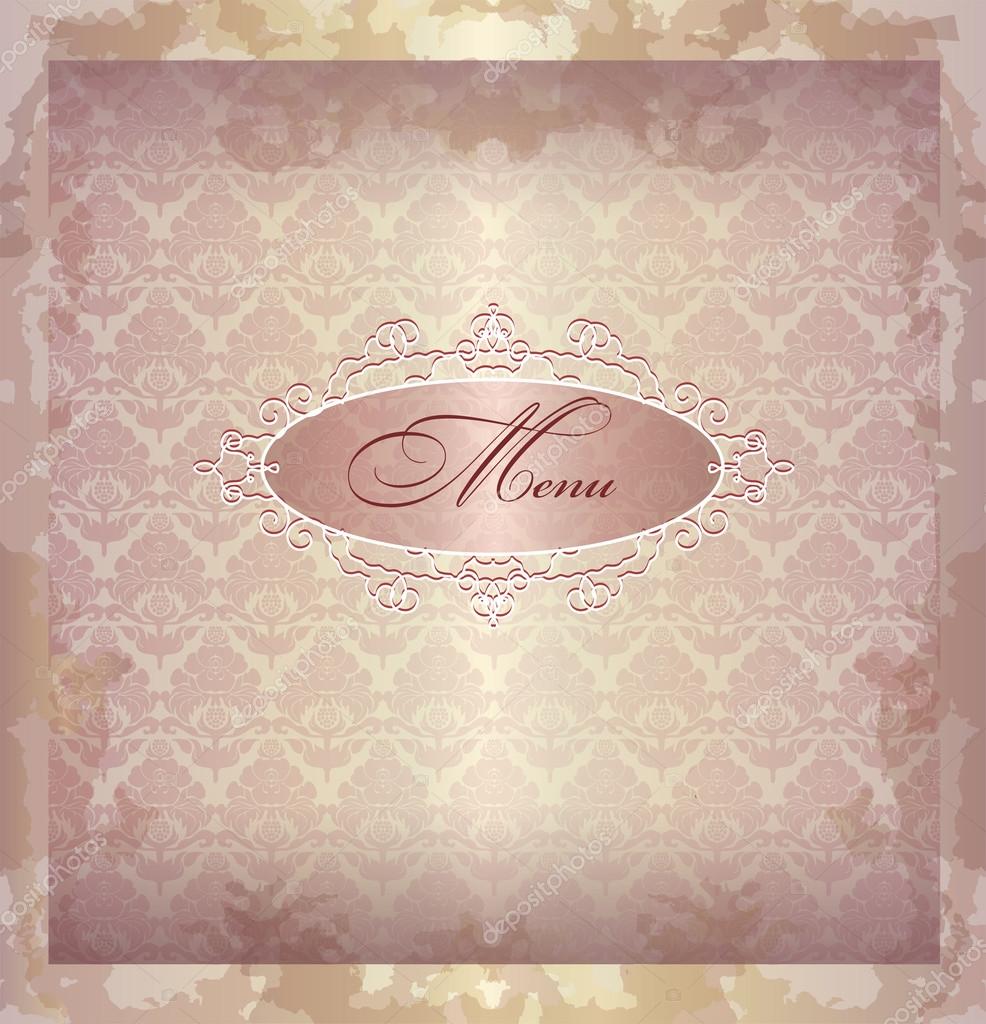 Floral menu pink and grey background, oriental motif Stock Vector Image ...