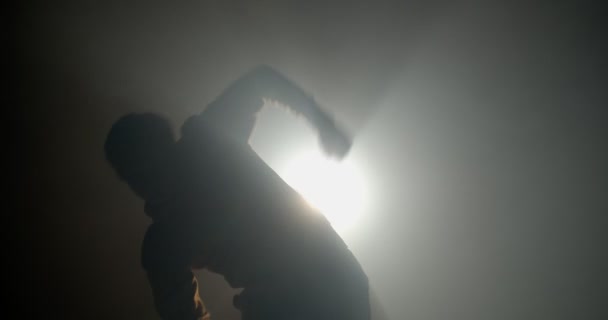 Silhouette Boy Studio Fog Light Rays Dancing — Stock Video © gorgev ...