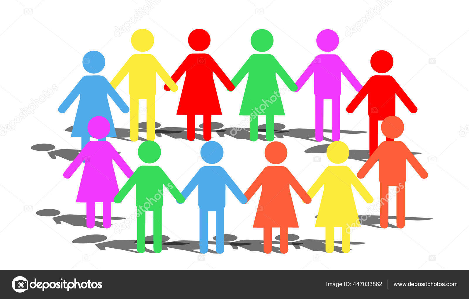 People Holding Hands In A Circle Drawing