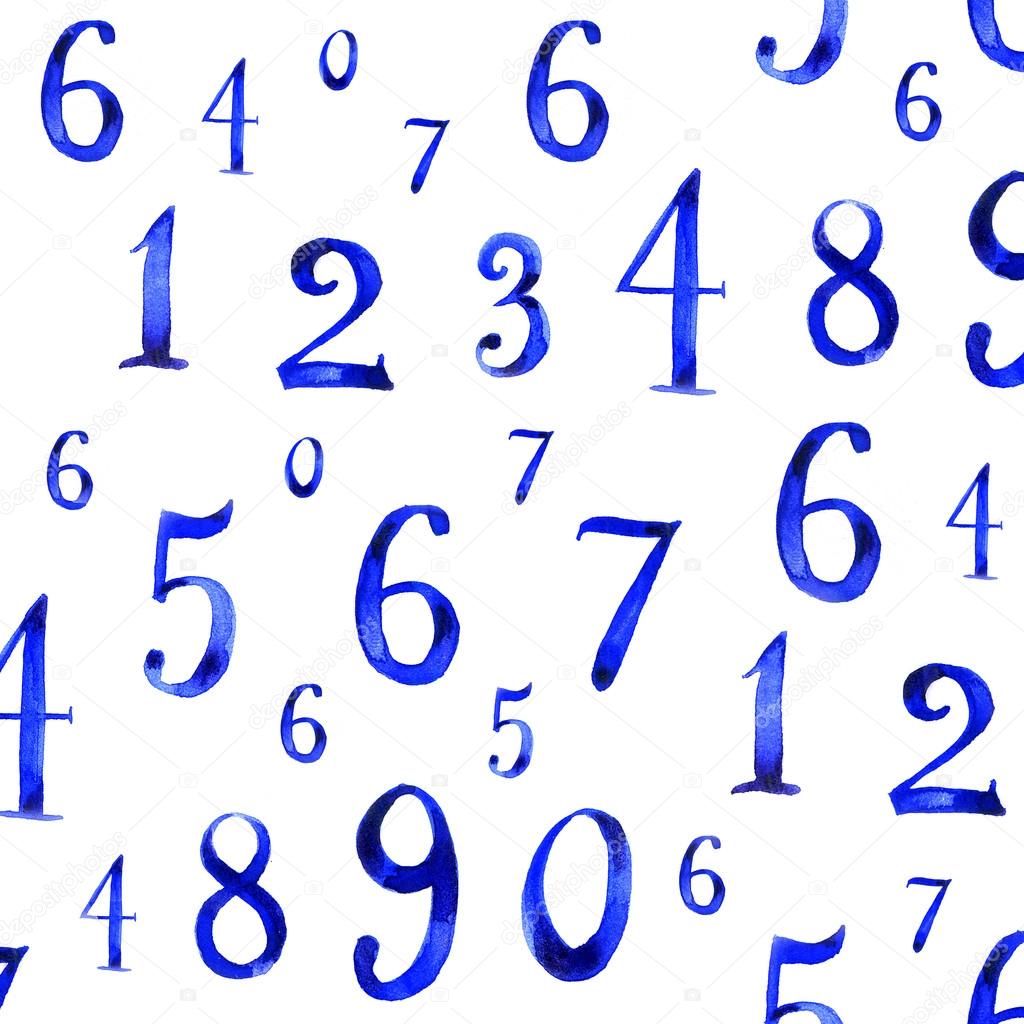 Watercolor blue number figures pattern — Stock Photo © 7slonov #107845982