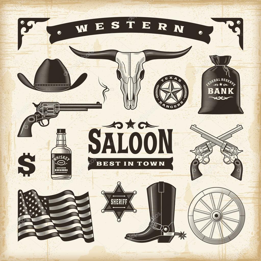 Vintage Western Set Stock Vector Image by ©iatsun #73608801