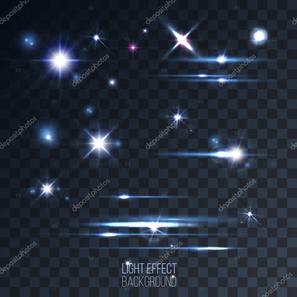 Set of abstract lens stars flares and stripes on transparent bac Stock ...