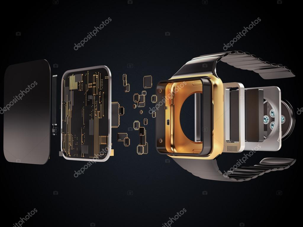 Internal inside electronic smart watches. 3D illustration Stock Photo ...