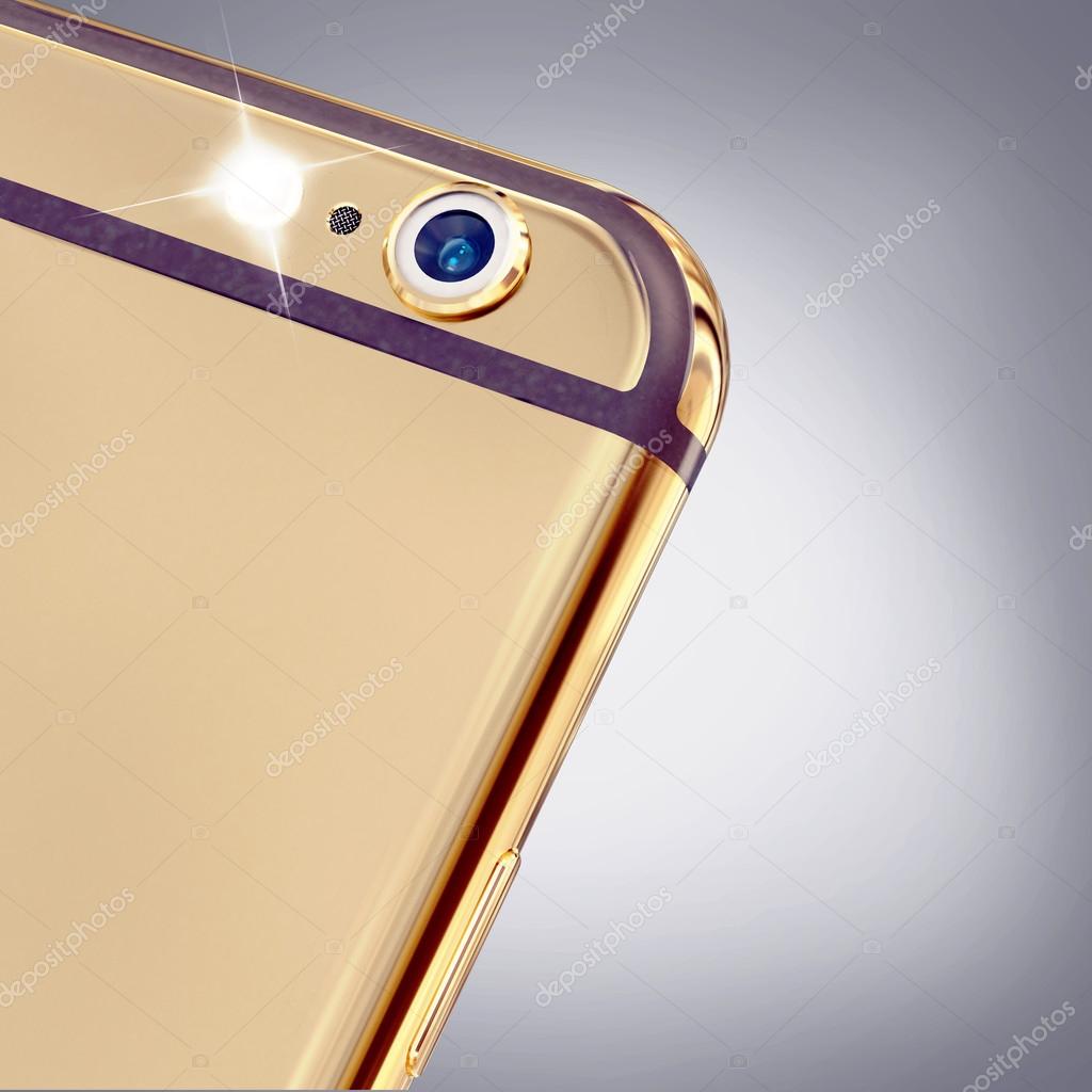 Teléfono dorado sobre fondo gris — Foto de stock #66027801 © SectoR_2010