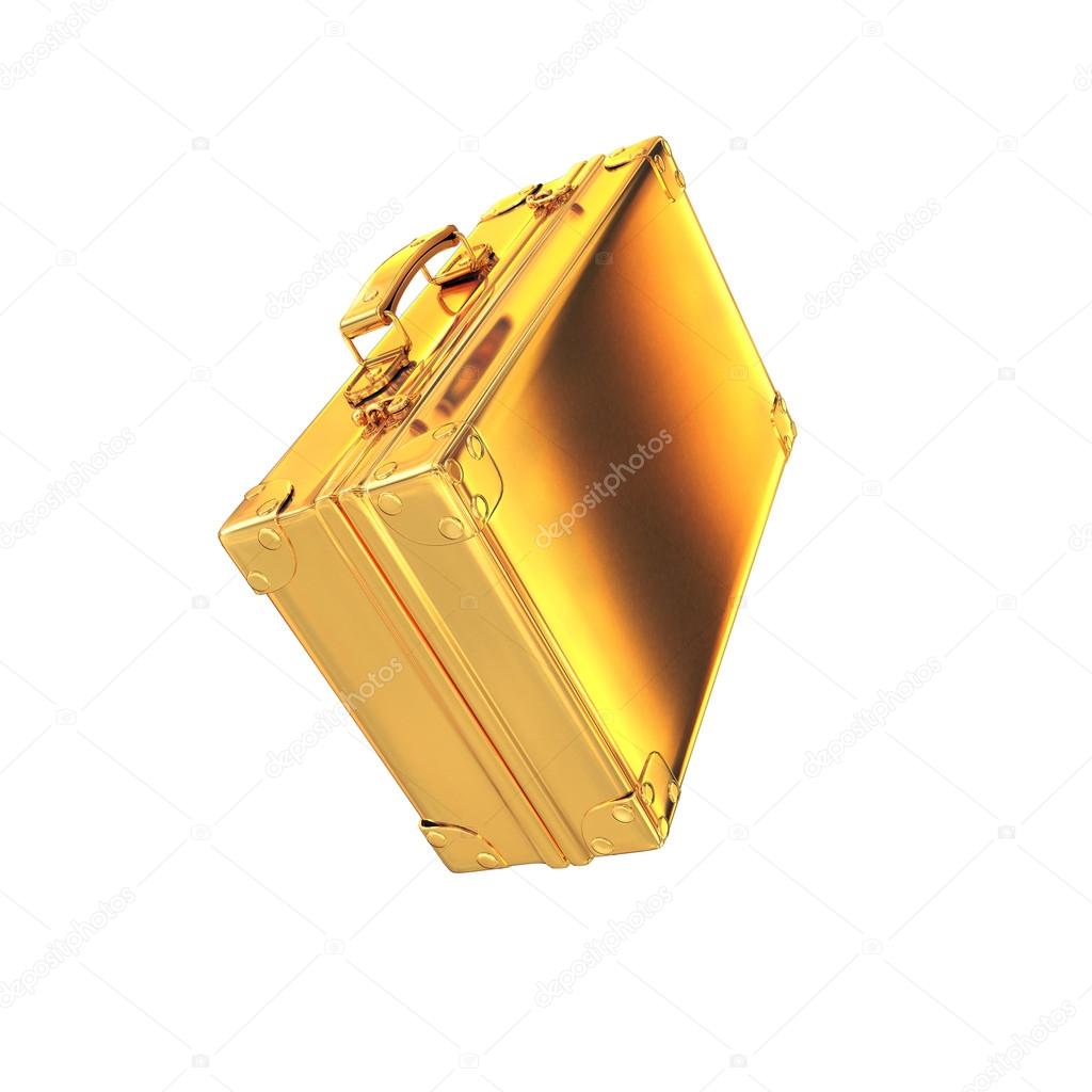 Beautiful golden briefcase representing business on white background ...