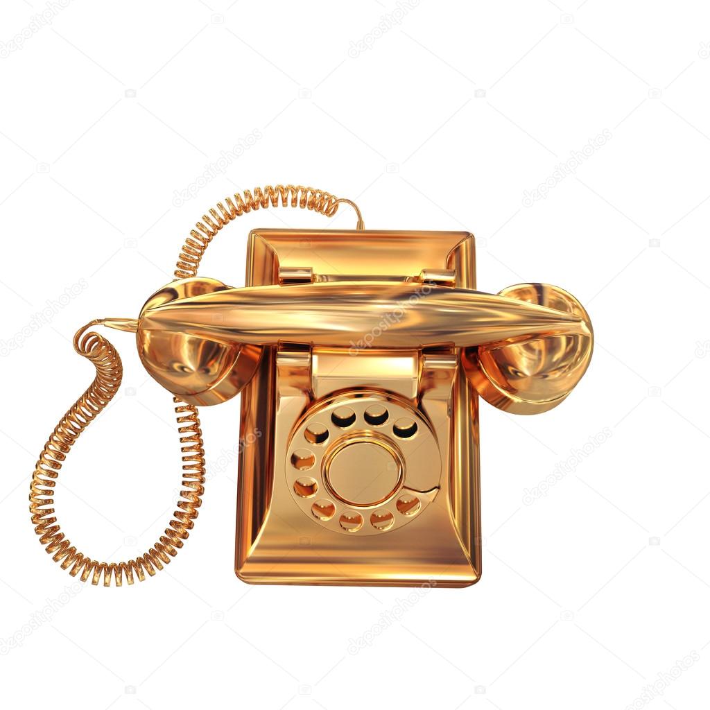 Golden phone on white isolated background. Stock Photo by ©SectoR_2010 ...