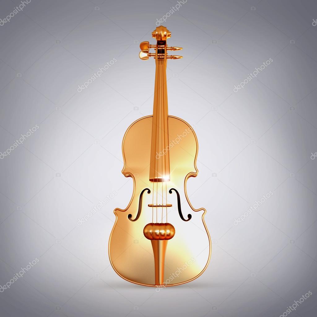 Image of a golden violin | Traditional golden violin on grey background ...